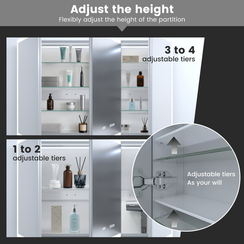 Rueekfil 48 In. W X 30 In. H Rectangular Silver Aluminum Medicine ...