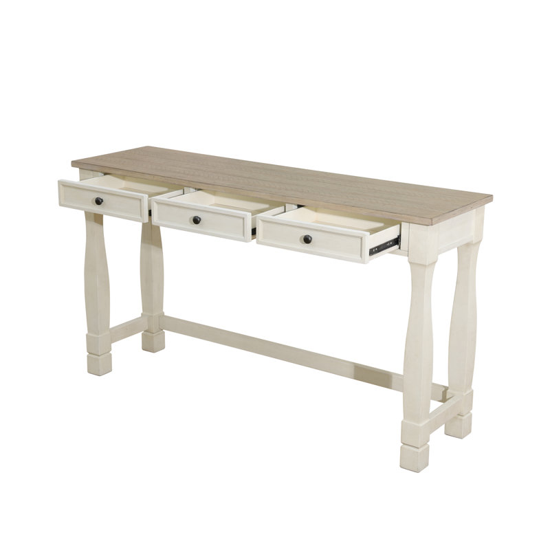 Rosalind Wheeler 64" Solid Wood Console Table With 2 Stools | Wayfair