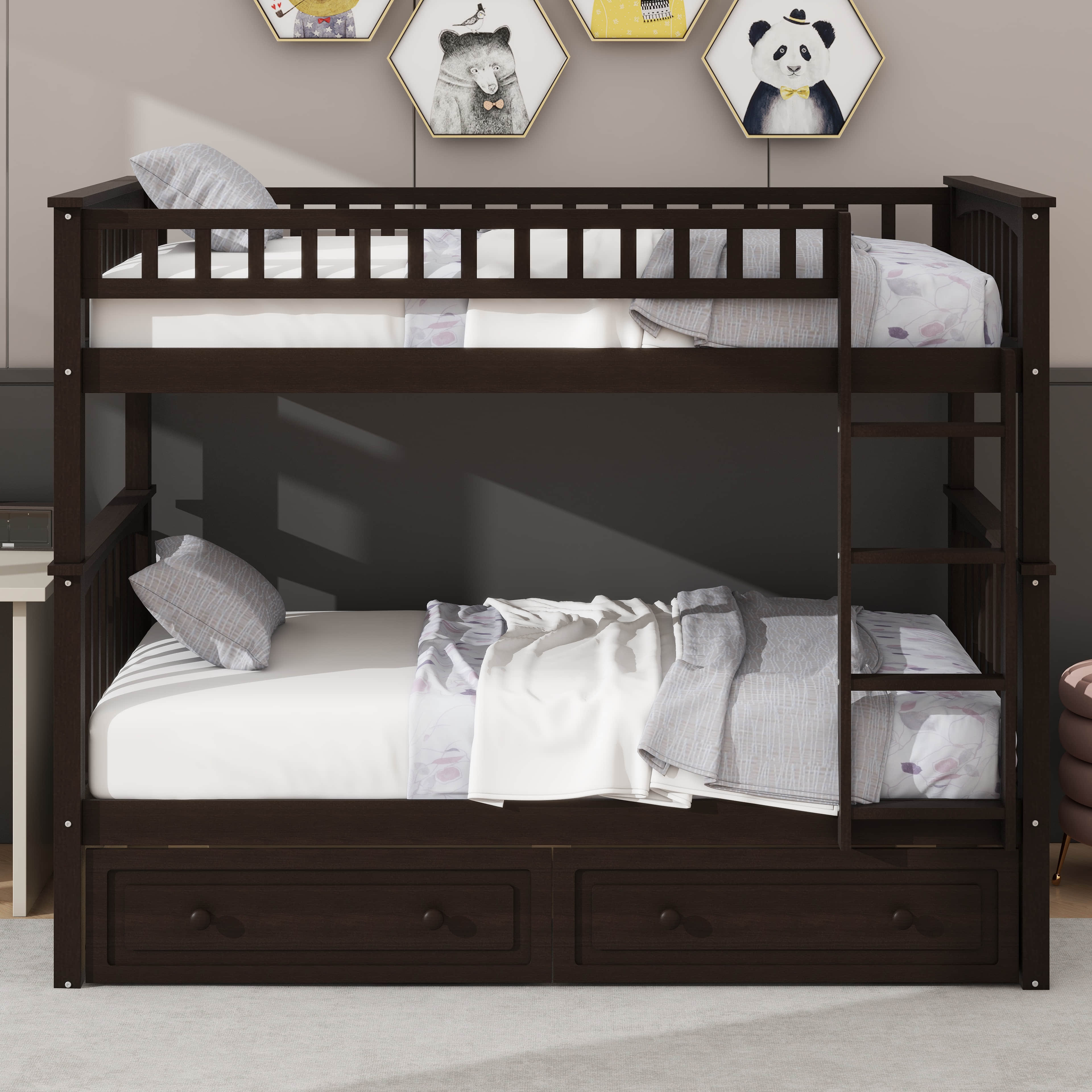 Harriet Bee Twin-Over-Twin Bunk Bed Featuring Storage Drawers And ...
