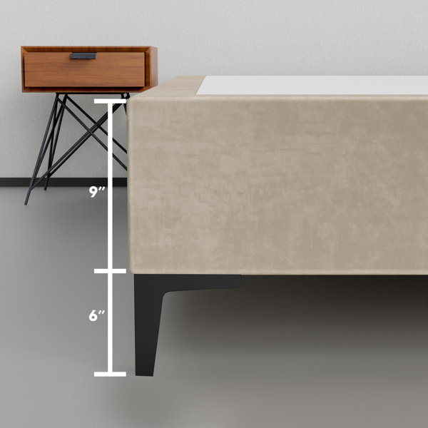 Mercer41 15" Premium Velvet Material Box Spring/Bed Frame With ...