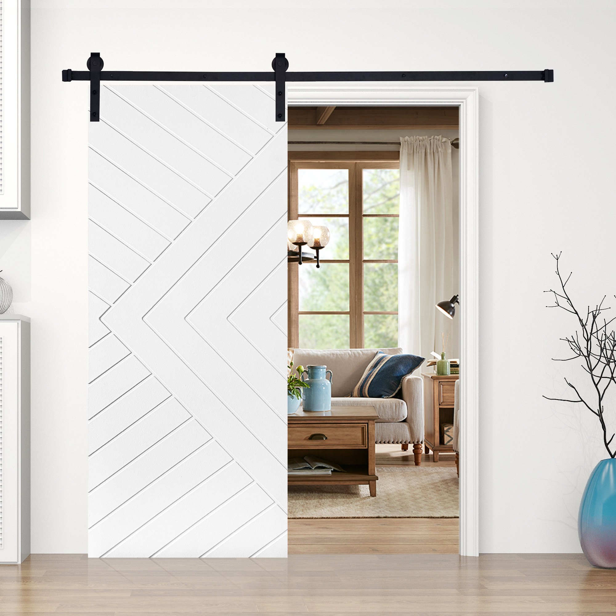 Daowoo Solid Wood Barn Doors with Installation Hardware Kit Barn Door ...