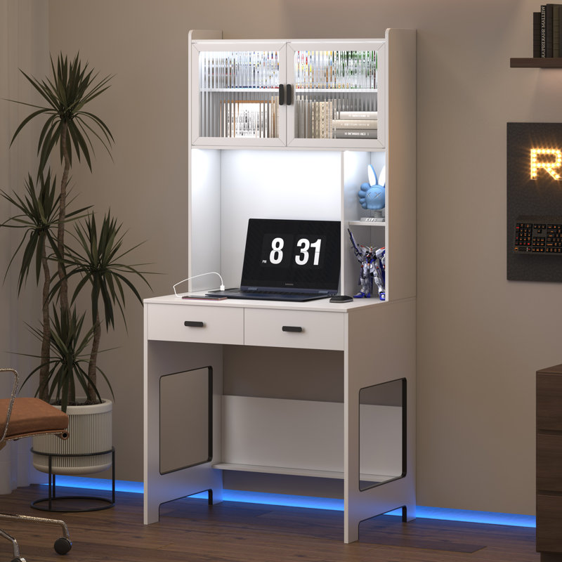 Latitude Run® Berwaldt 31.5'' W Rectangle Computer Desk with Hutch and ...