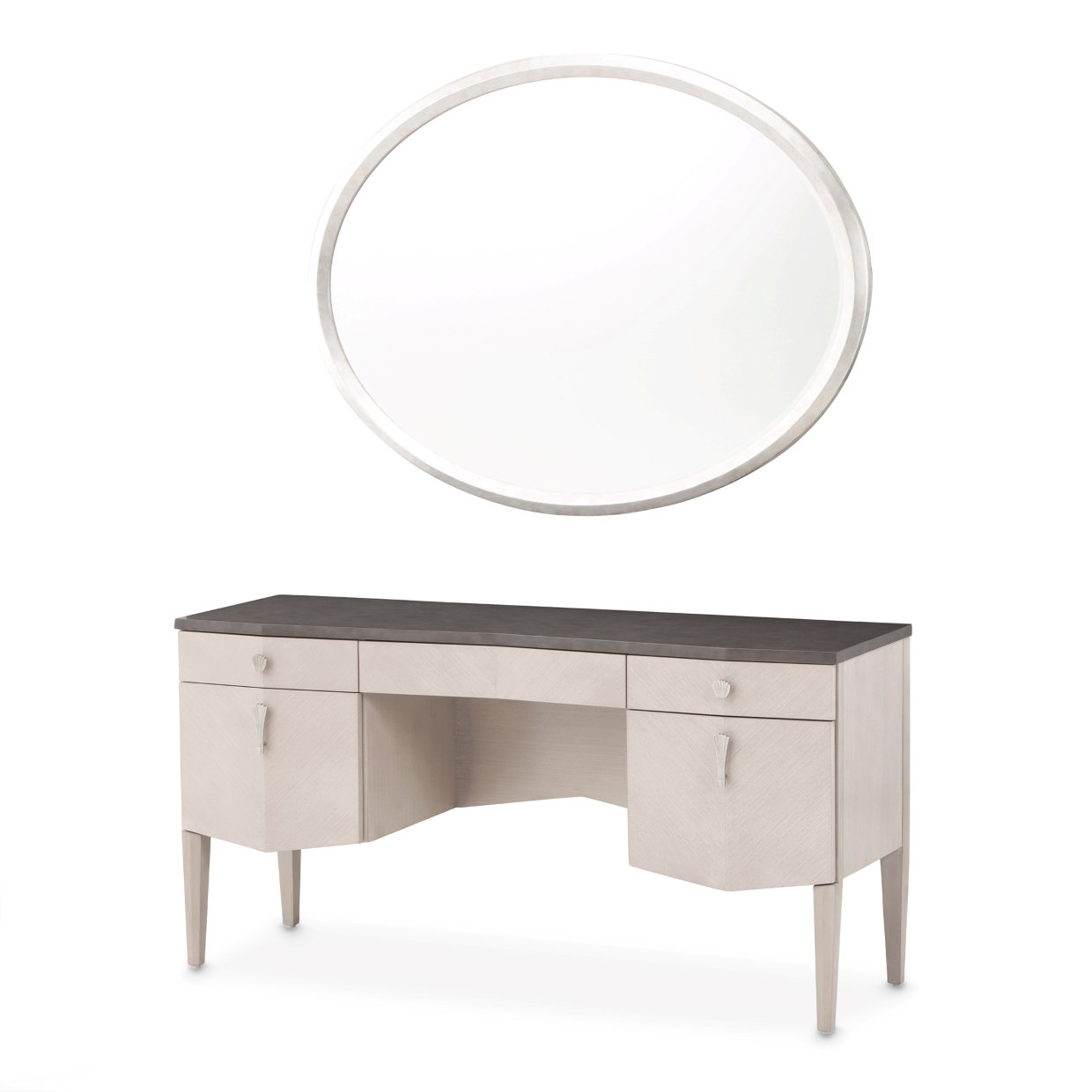 Michael Amini Fantosini Vanity With Mirror - Silver Mist | Wayfair