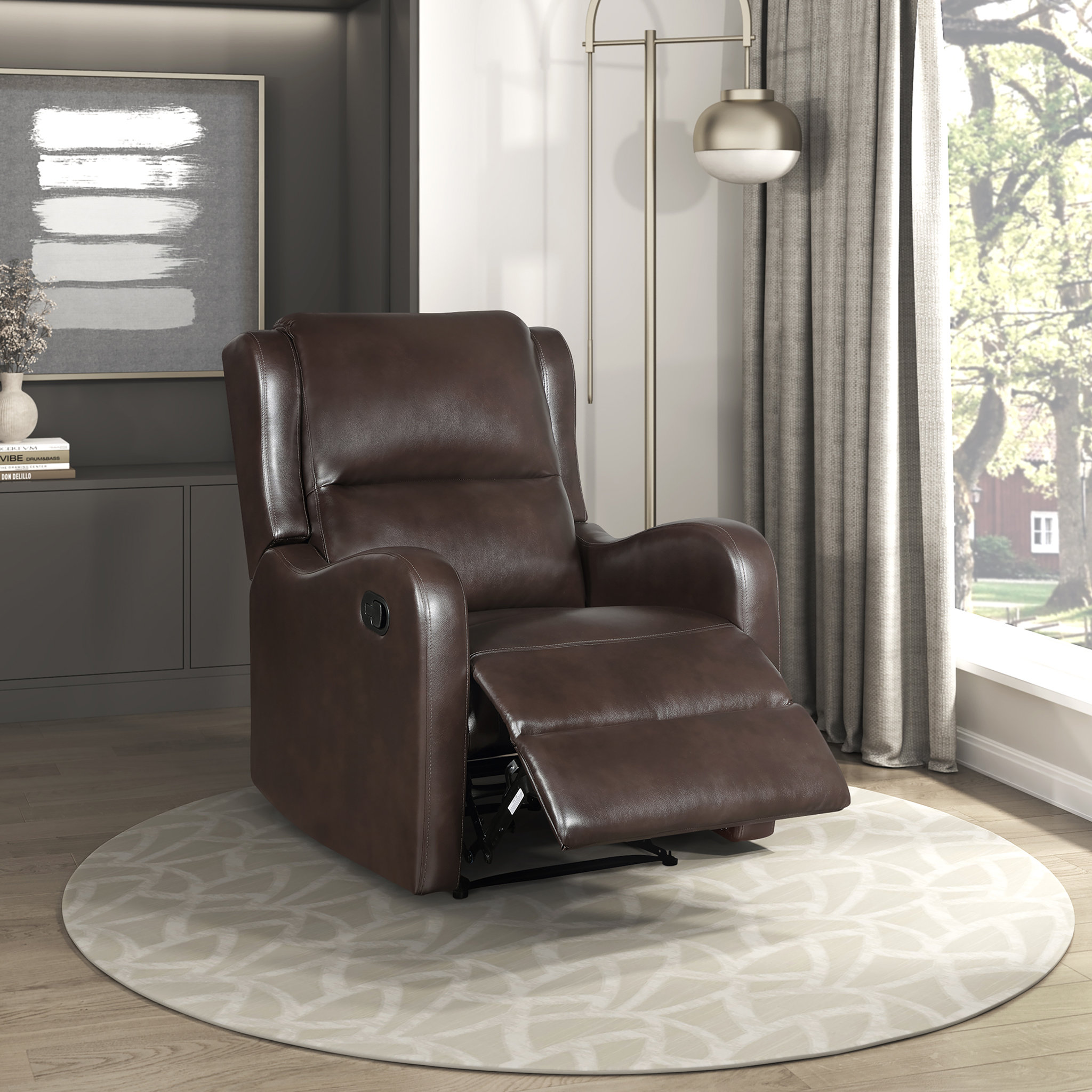 George Oliver Norihisa Vogelsang Modern Upholstered Pull Tab Recliner ...