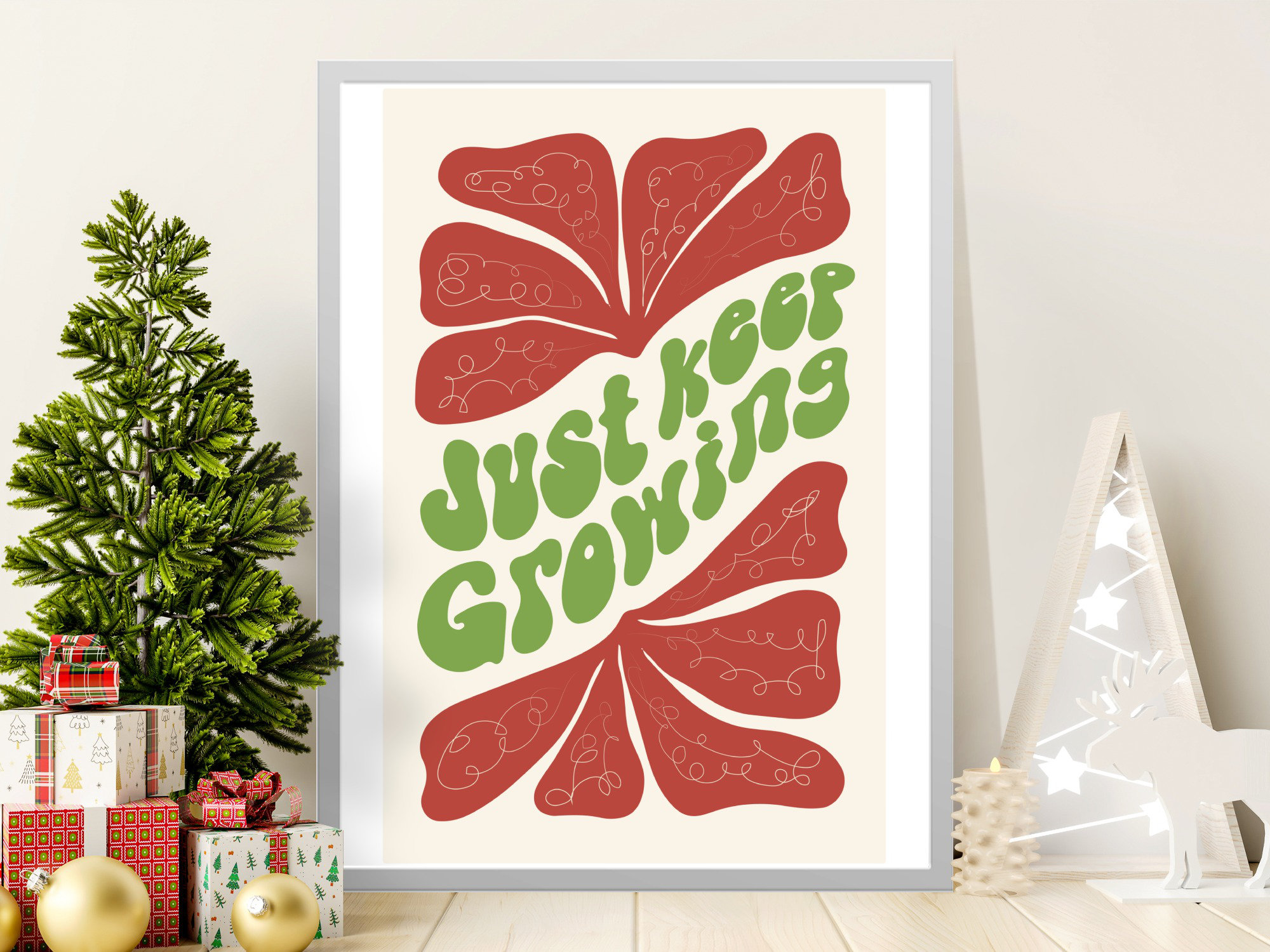 Lark Manor Just Keep Growing Typography Floral Graphic Pattern ...