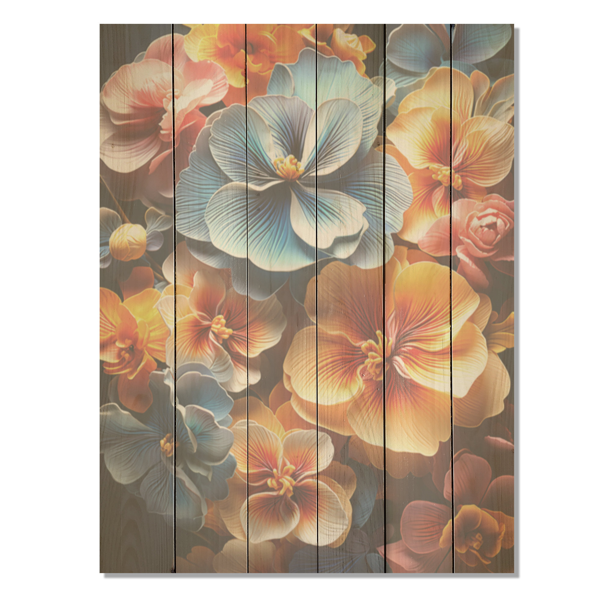 Ophelia & Co. Vibrant Colorful Pansy Medley I - Pansies Wood Art On Natural Pine Wood | Wayfair