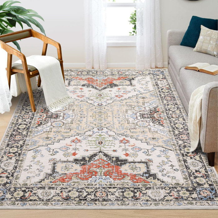 Bungalow Rose Esti Area Rug with Non-Slip Backing | Wayfair