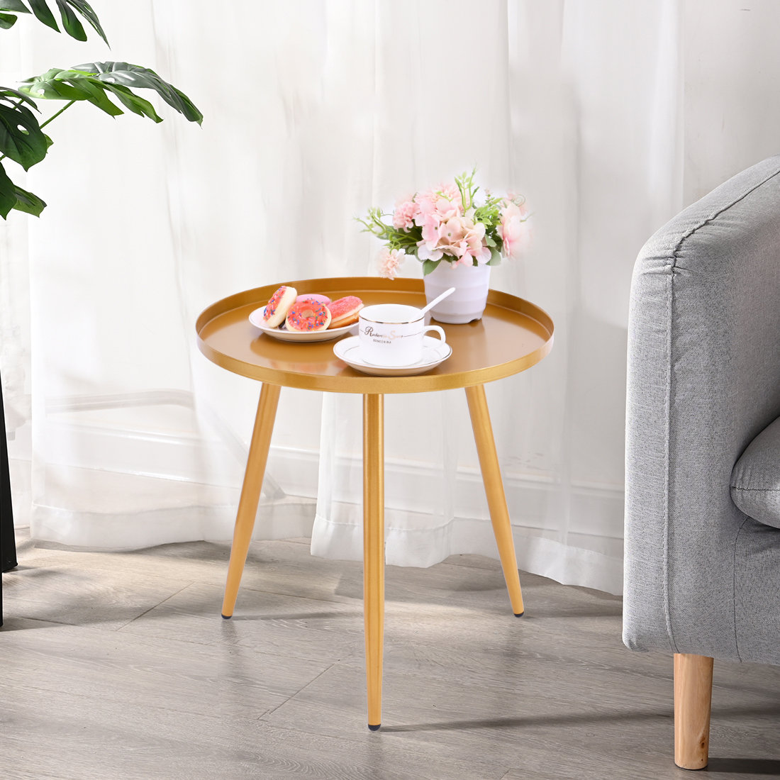 George Oliver Jalaylah Steel Tray Top 3 Legs End Table & Reviews ...