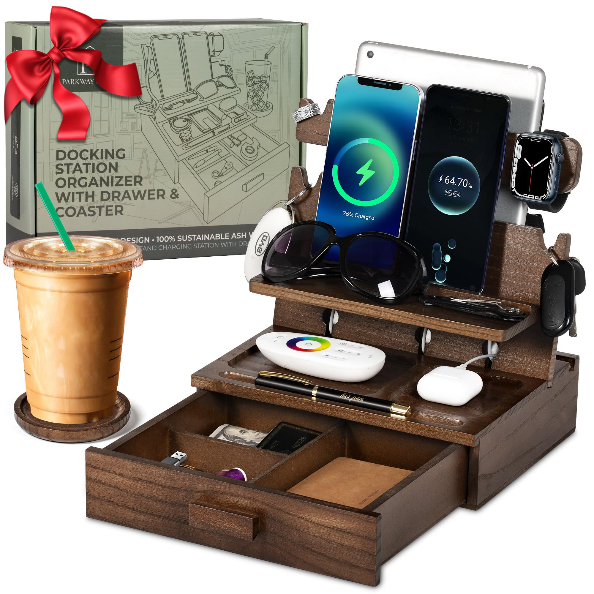 Fashion Finesse Wood Phone Docking Station For Up To 3 Phones ...