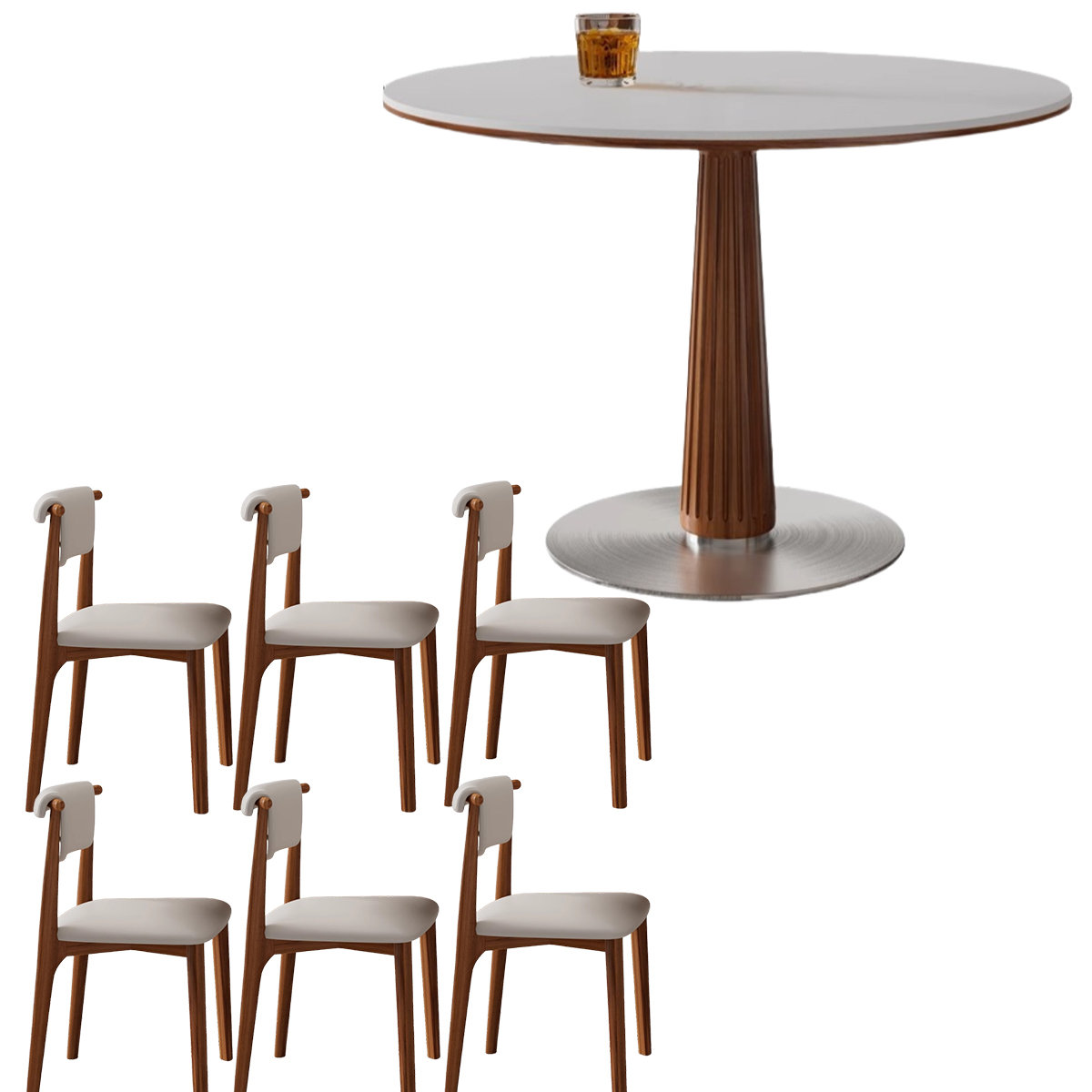 dujinlong home Retro Round Dining Table with Rock Slab Top | Wayfair