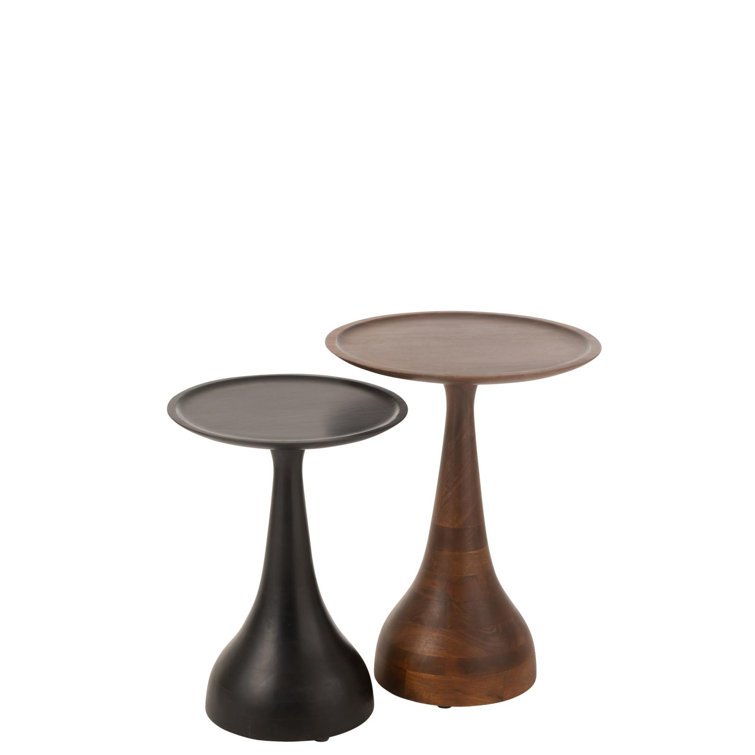 Ebern Designs SET OF 2 SIDE TABLES PARO MANGO WOOD BROWN/BLACK ...