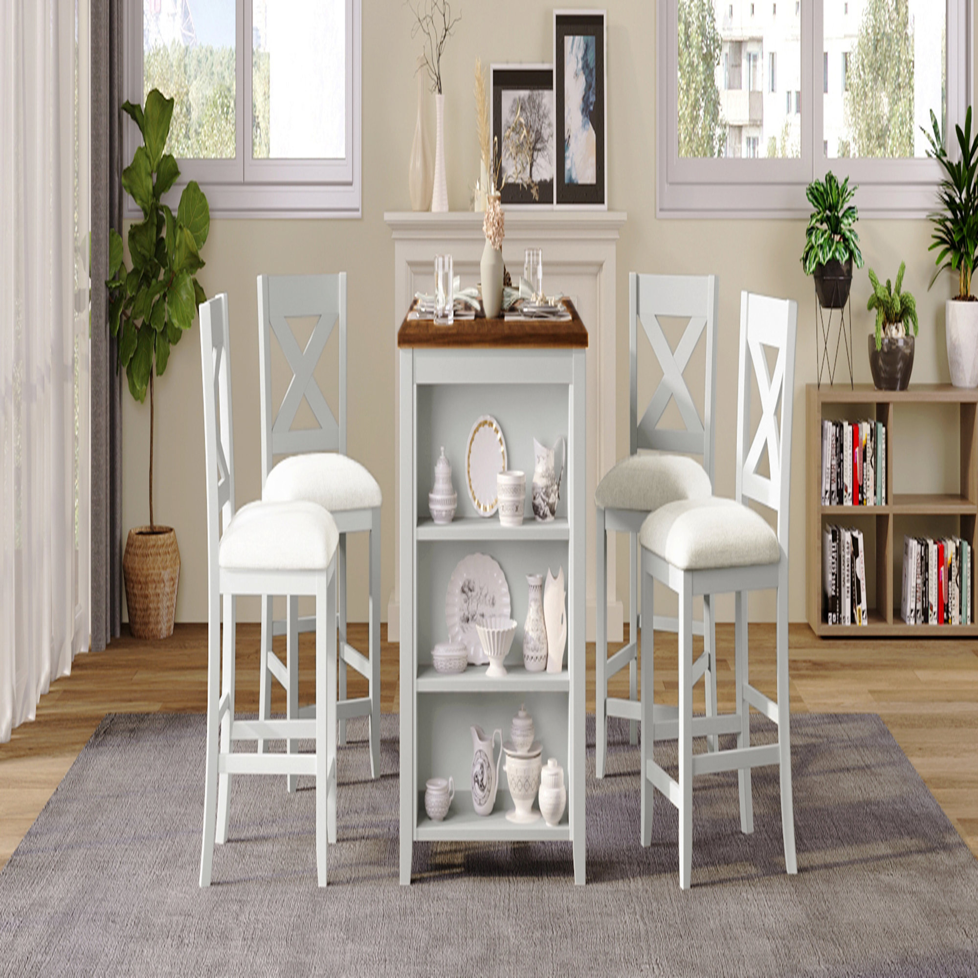 Ophelia & Co. 5 Pieces Counter Height Rustic Farmhouse Dining Room ...