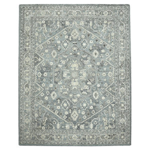 Bungalow Rose Shawsheen Handmade Hand Tufted Gray/Blue Rug | Wayfair