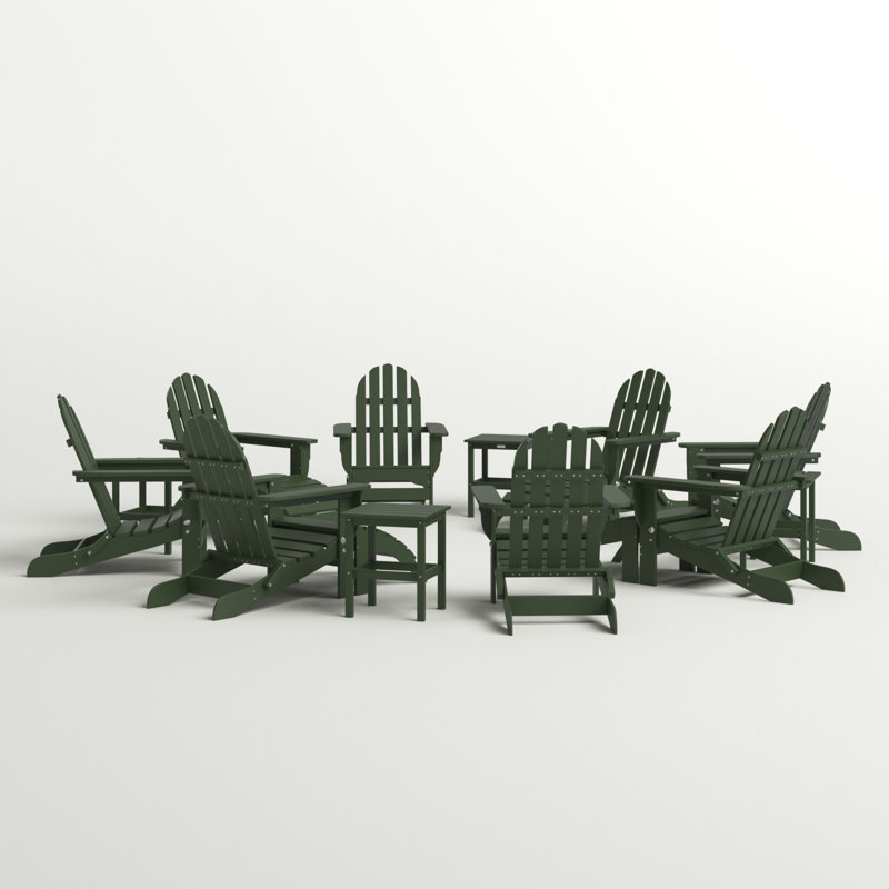 Three Posts™ Hartington 16 Piece Plastic/Resin Adirondack Chair with ...