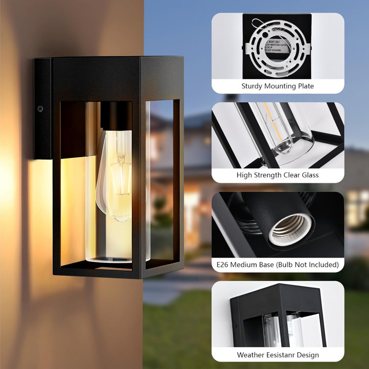 17 Stories 2-Pack Outdoor Wall Light Fixtures Exterior Waterproof ...