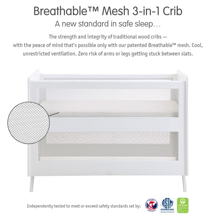 Breathable Baby BreathableBaby Breathable Mesh 3-in-1 Convertible Crib ...