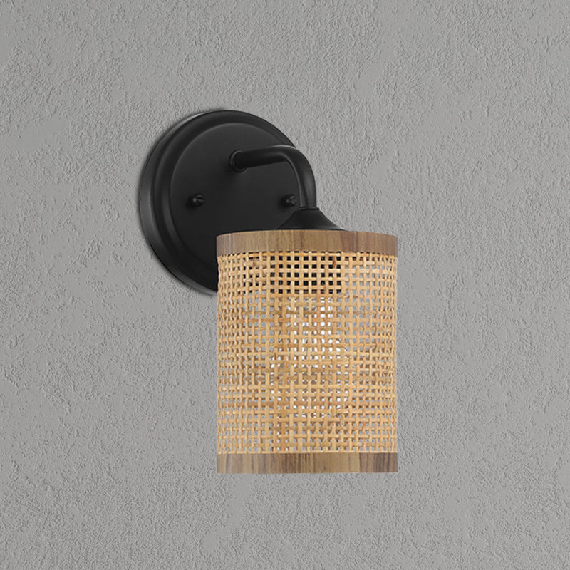 Bay Isle Home™ Moshannon Single Light Rattan Shade Armed Sconce with ...