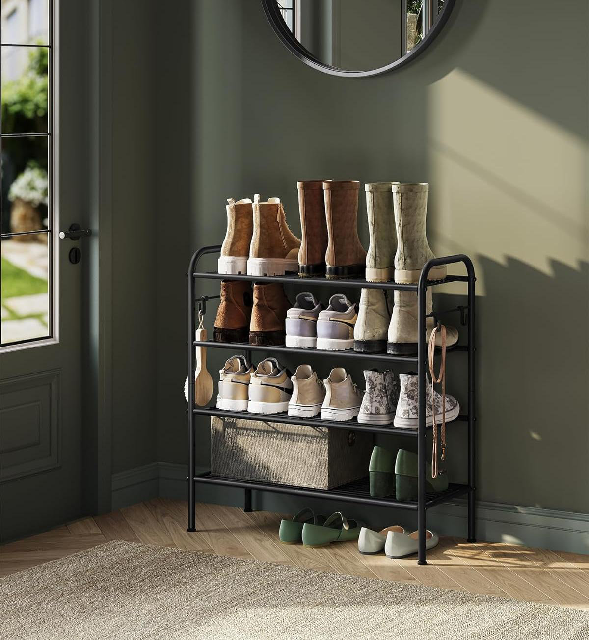 Rebrilliant Shoe Rack, 4-Tier Shoe Organizer, Metal Shoe Shelf Storage ...