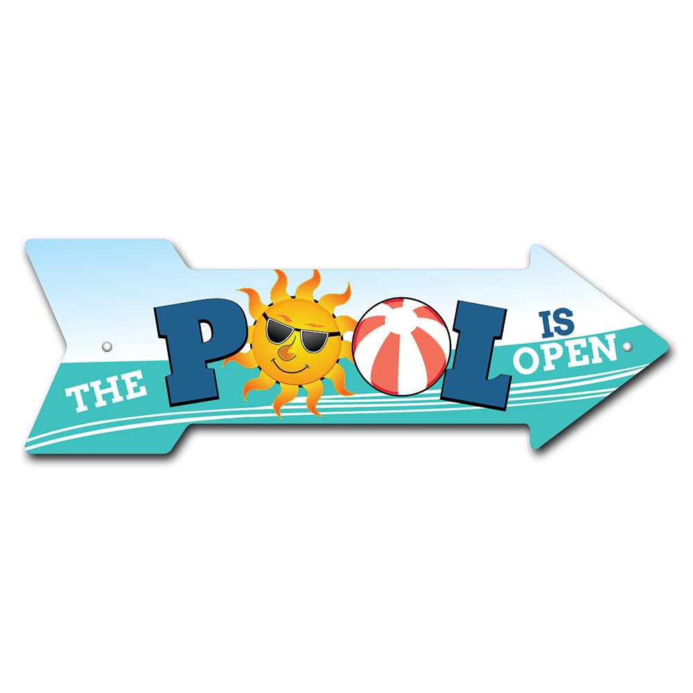 SignMission The Pool Is Open Arrow Sign Indoor Outdoor Direction Arrow ...