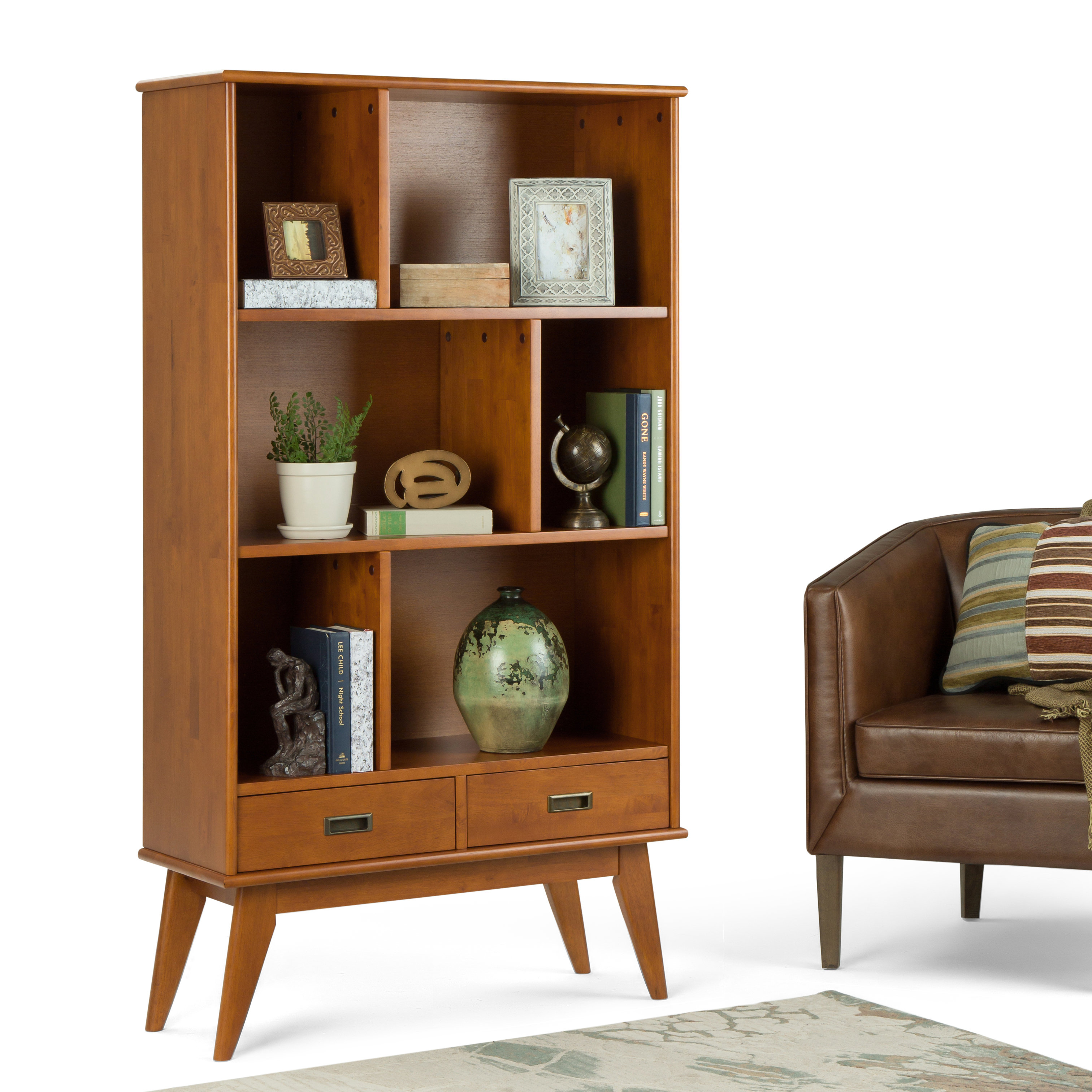 Corrigan Studio® Draper - Mid Century Wide Bookcase And Storage Unit ...