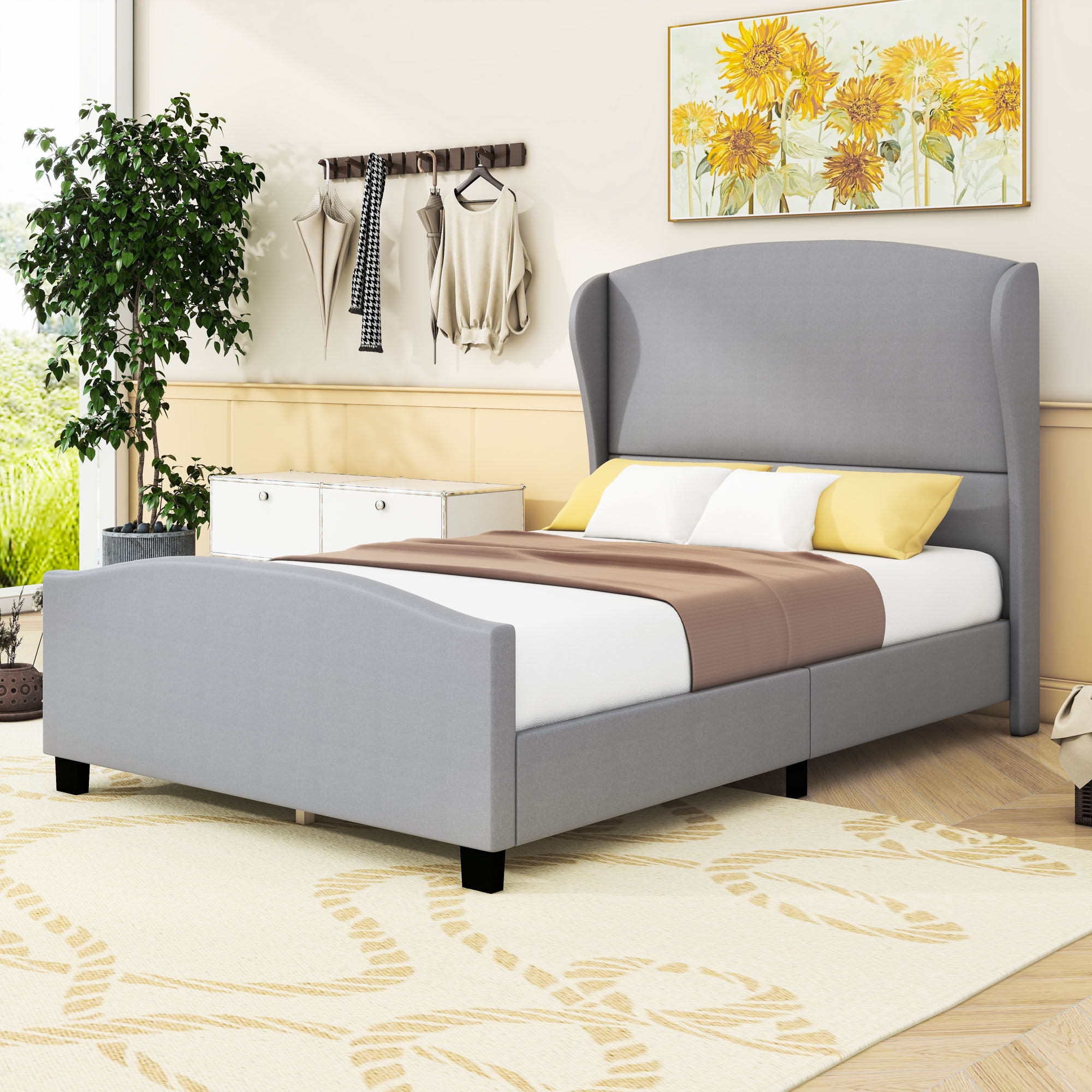 Winston Porter Wingback Upholstered Platform Bed - Wayfair Canada