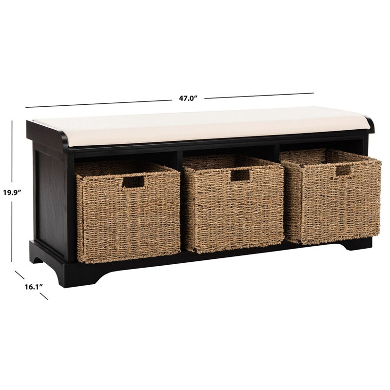 Lark Manor Aniella Faux Leather Wicker Storage Bench | Wayfair