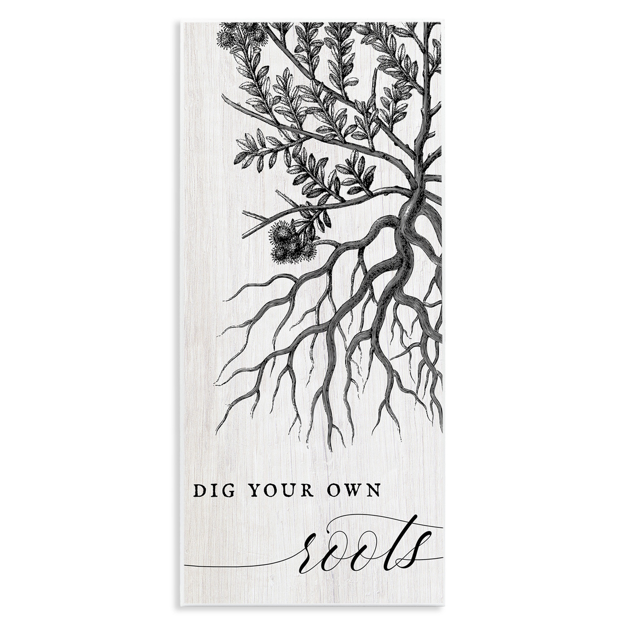 Stupell Industries Dig Your Own Roots Empowering Botanical Quote Gray ...
