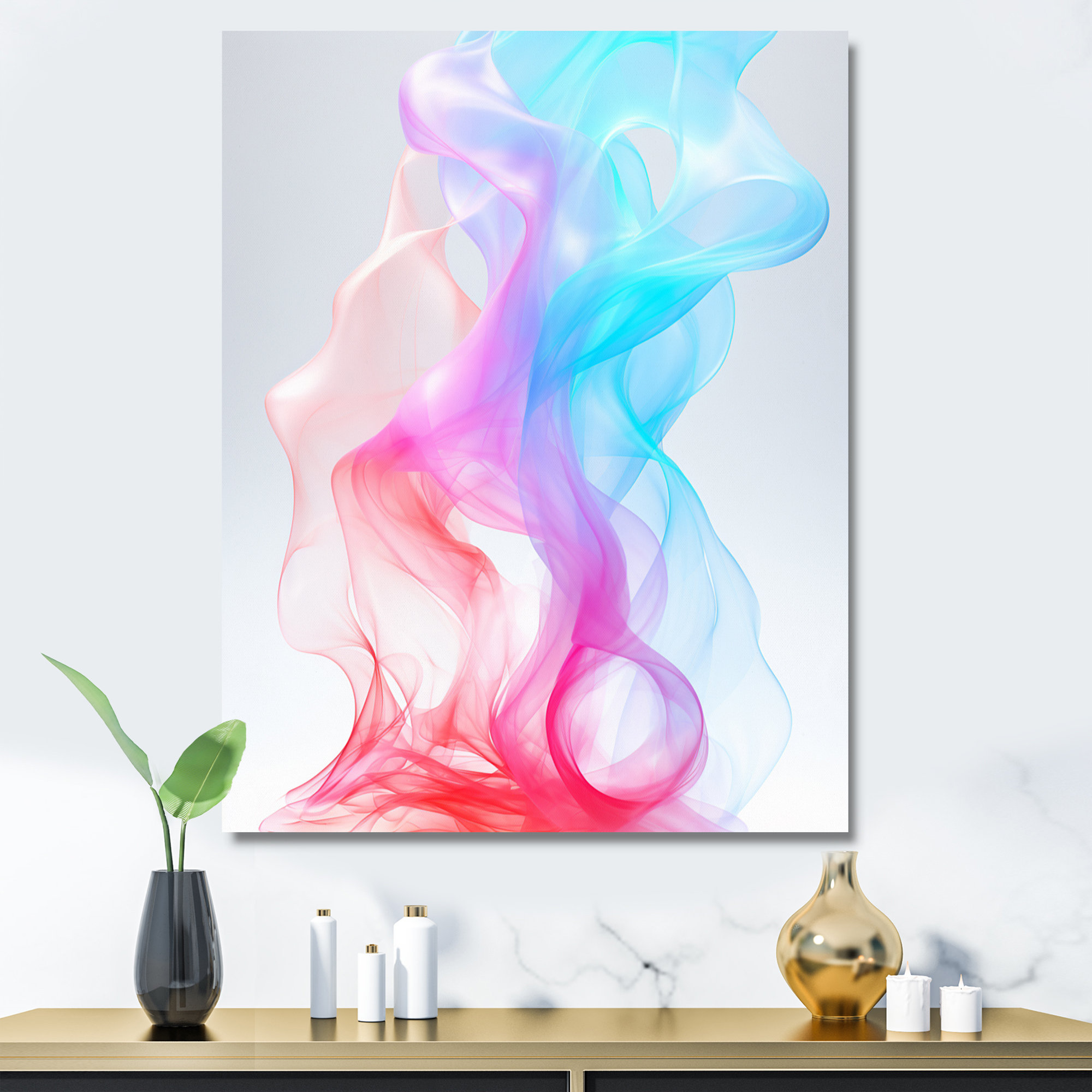 Wrought Studio Liquid Purity Ink Wave Abstract in Red & Blue I - Print ...