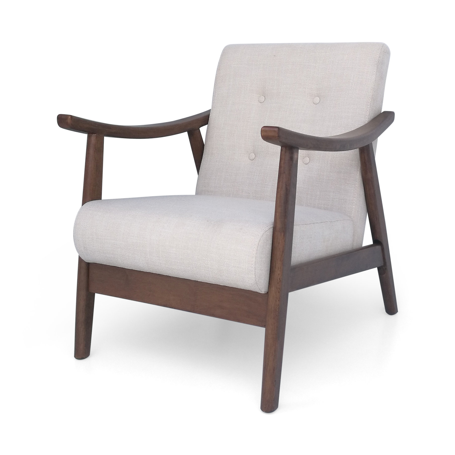 Corrigan Studio® Mid-century Modern Chair With Beige Upholstery And ...