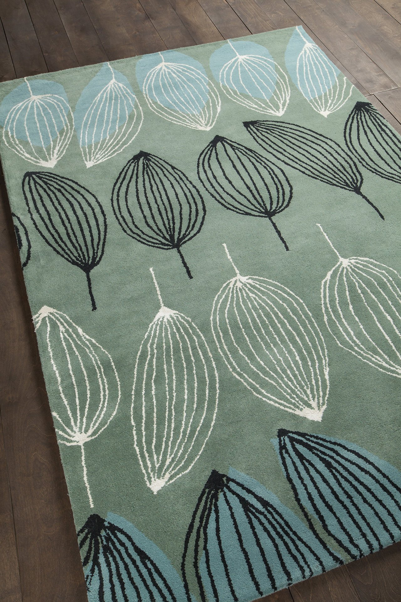 Chandra Rugs Jessica Swift Hand Tufted Designer Wool Area Rug Blue ...