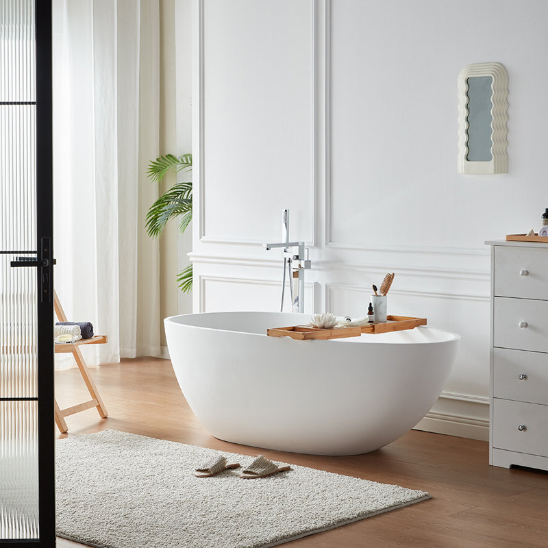 Pensen 71" x 35.43" Freestanding Soaking Solid Surface Bathtub | Wayfair