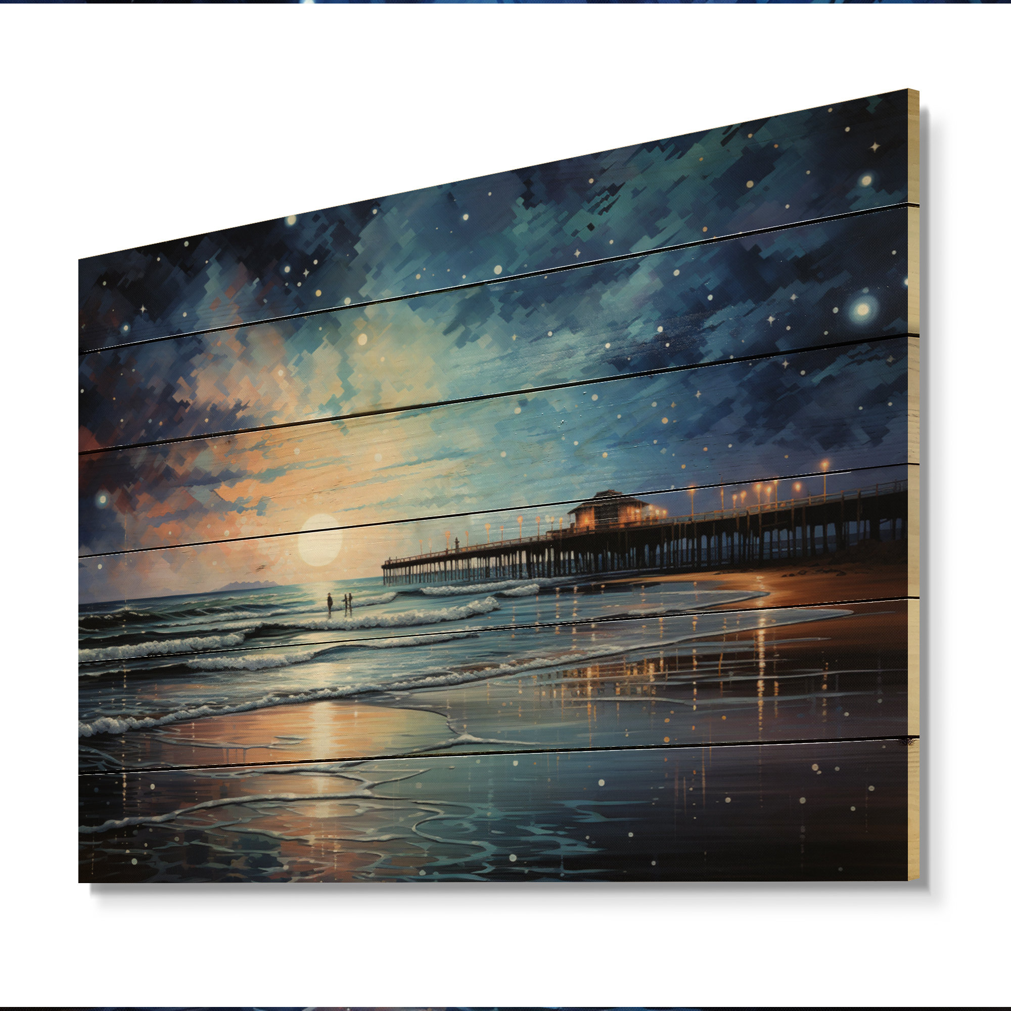 Dovecove Juarbe Beach Pier Reflections Pointillism II - Unframed Print ...