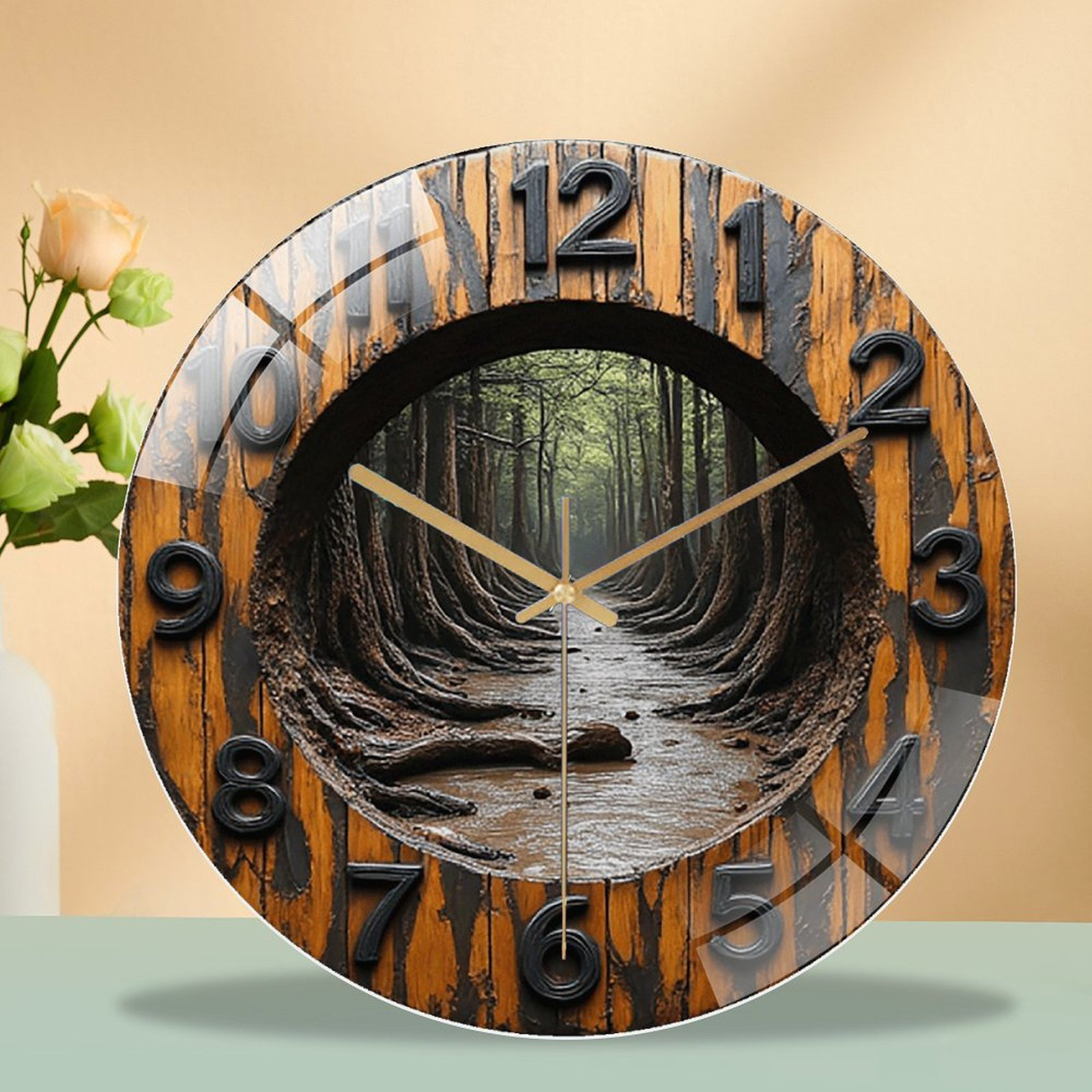 East Urban Home 12" Round Tempered Glass Wall Clock with Silent Quartz ...