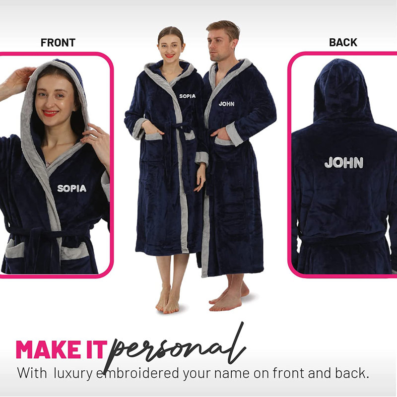 Personalized Passion Personalized Hooded Plush Robes Women-Men Custom ...