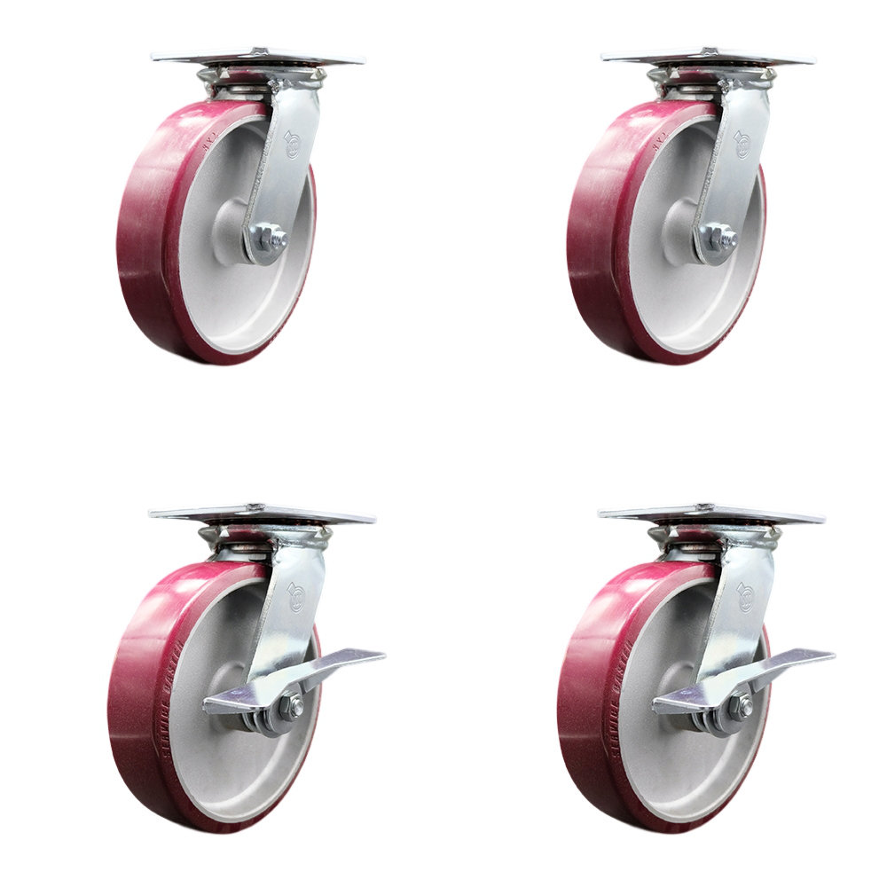 Service Caster 4 Piece Poly on Aluminum Caster Set | Wayfair