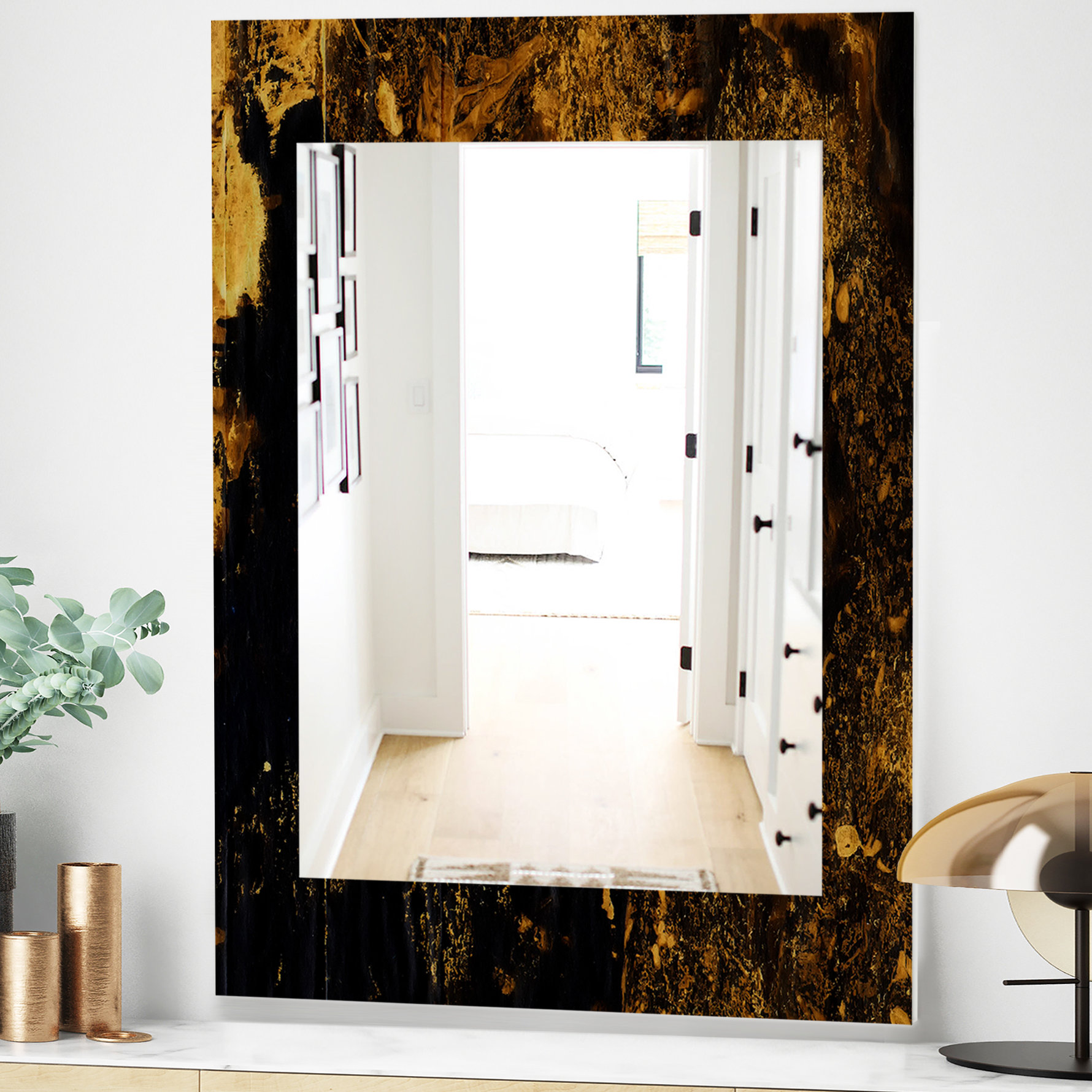 East Urban Home Marbled Yellow 8 - Glam Printed Wall Mirror - Vanity ...