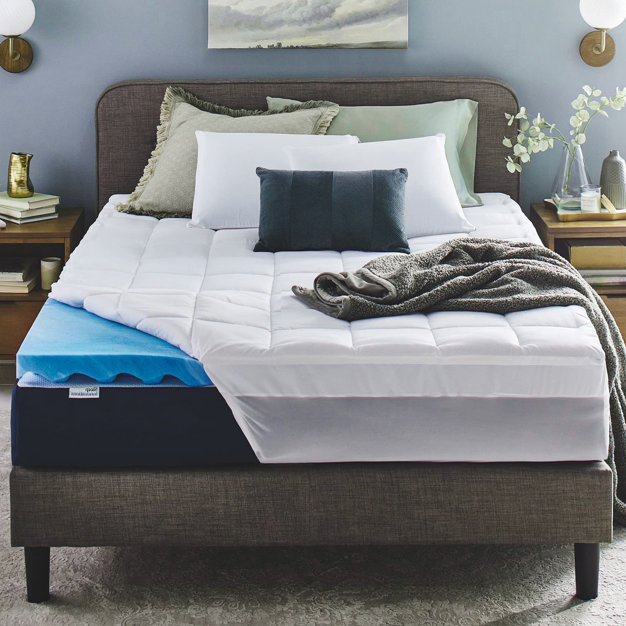 Alwyn Home Dual Layer 4 Inch Memory Foam Mattress Topper, 3 Inch ...