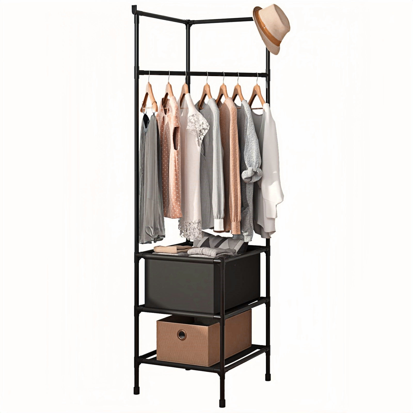 Latitude Run® Organisateur de garde-robe autoportant en acier avec 2 ...