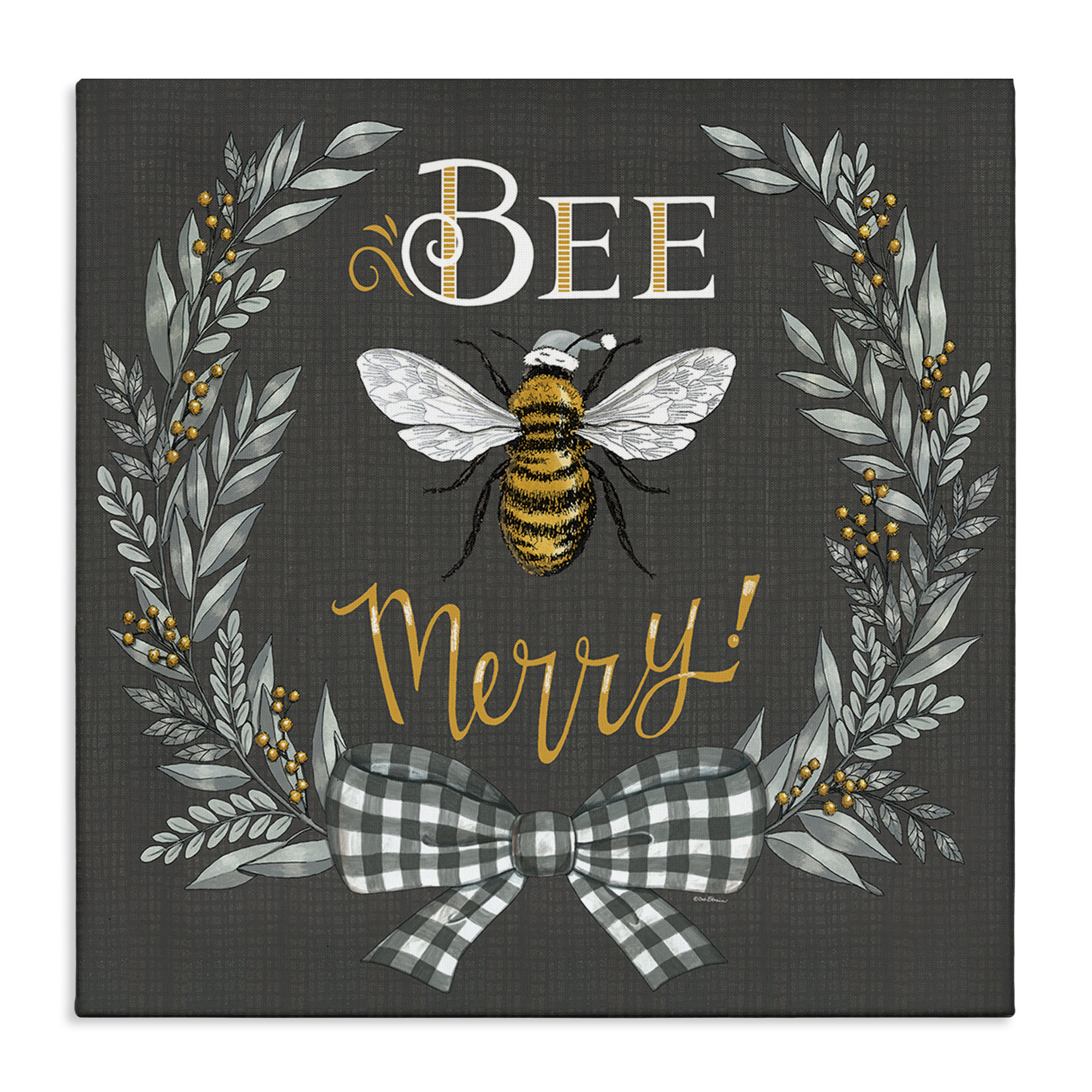 Trinx Bee Merry with Garland Canvas Wall Art by Deb Strain | Wayfair