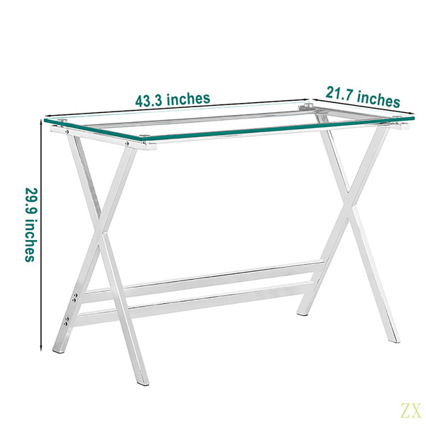 Ivy Bronx Glass Computer Desk, Transparent Tempered Glass Laptop Table ...