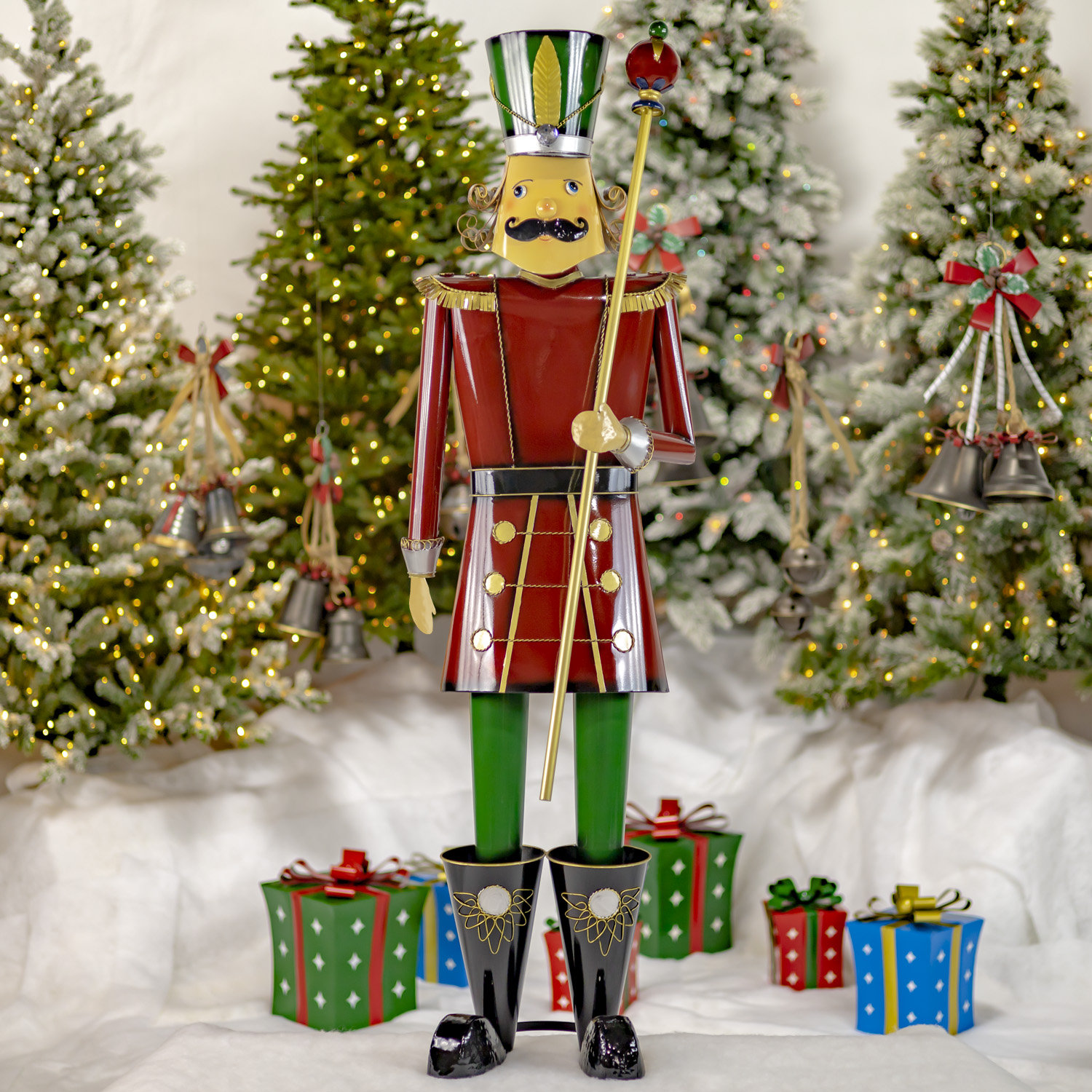 Zaer Ltd International 59" Tall Iron Christmas Burgundy Nutcracker ...