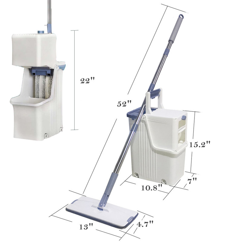 HANAMYA Floor Mop And Bucket Set With 3 Microfiber Mop Pads & Reviews ...