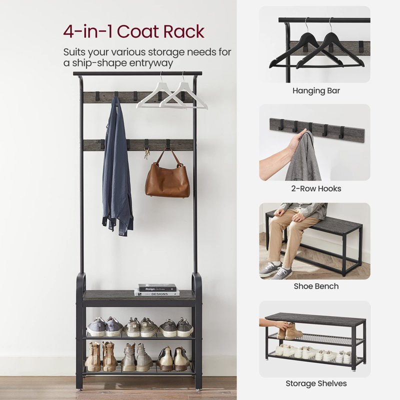 17 Stories Shino Steel Freestanding 9 - Hook Coat Rack | Wayfair