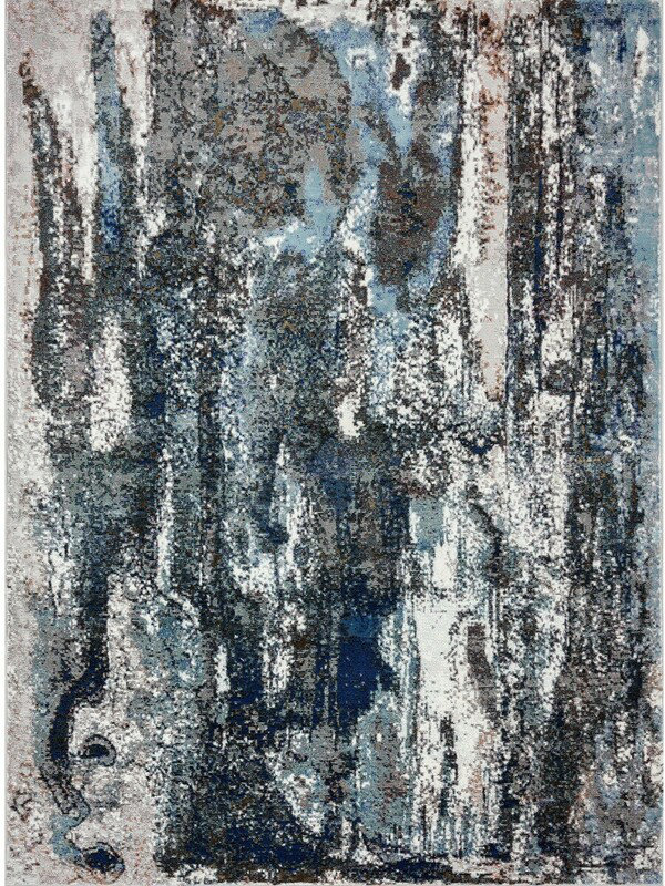17 Stories Shades Of Blue And Gray Abstract Marble Area Rug | Wayfair