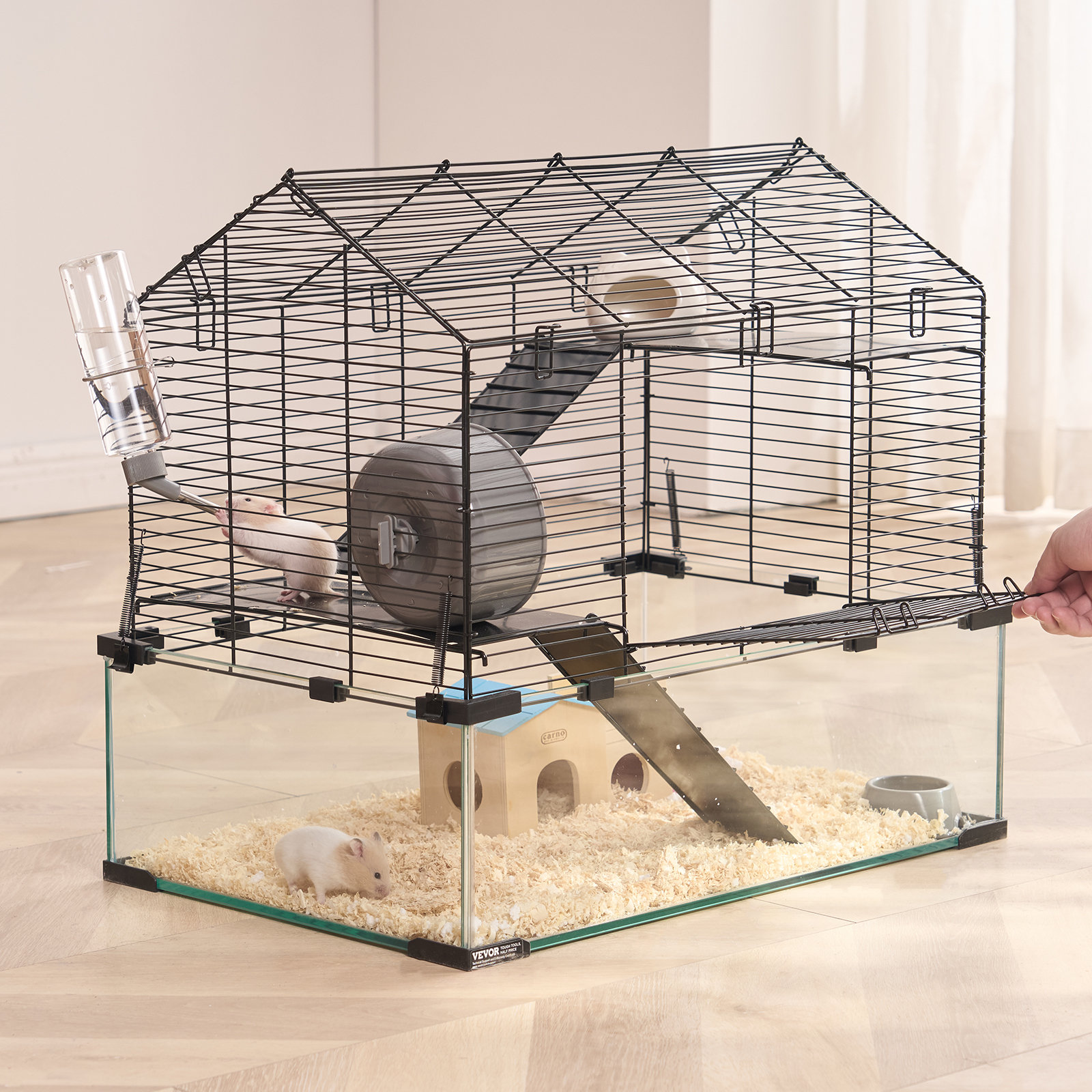 Tucker Murphy Pet™ Wire Hamster Cage Habitat 22.8in Pet Rodent Gerbil ...