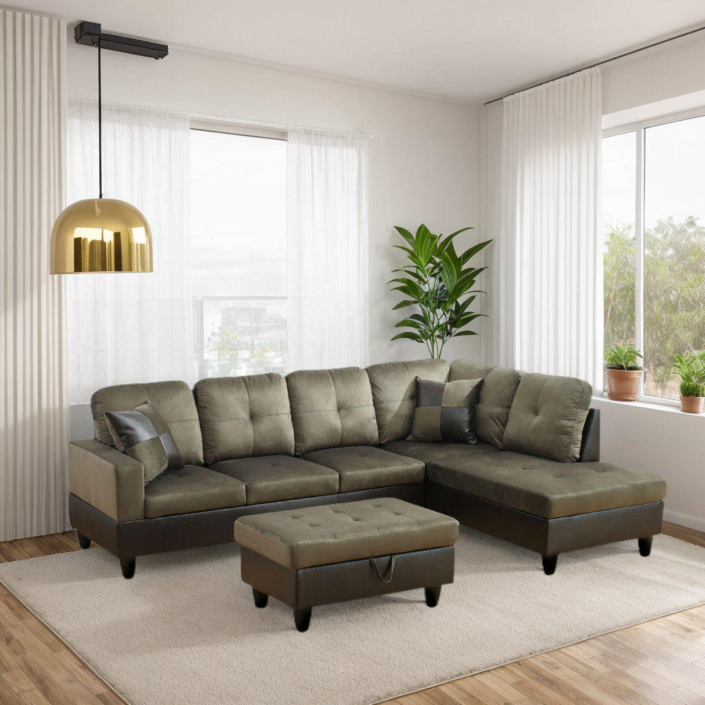 Ebern Designs Calene 3 - Piece 103.5"Upholstered Sectional with Storage ...