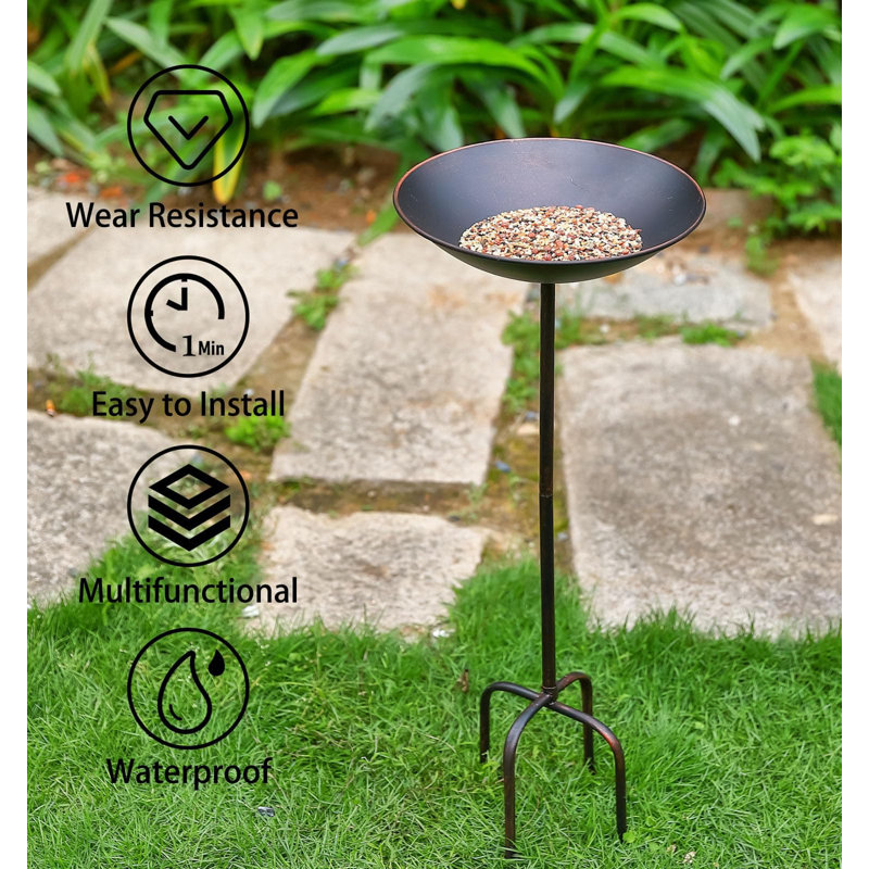17 Stories Rubbie Metal Birdbath | Wayfair