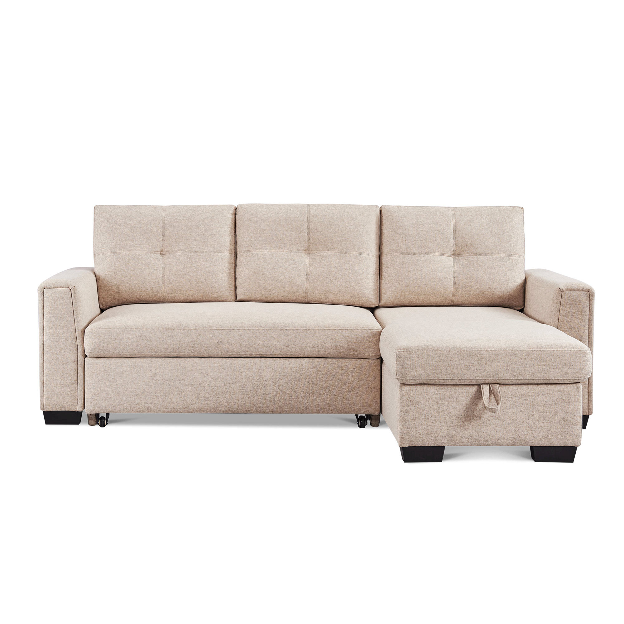 Angel Queen Pull-Out Sleeper Bed, L-Shape 3-Seater Modular Fabric ...