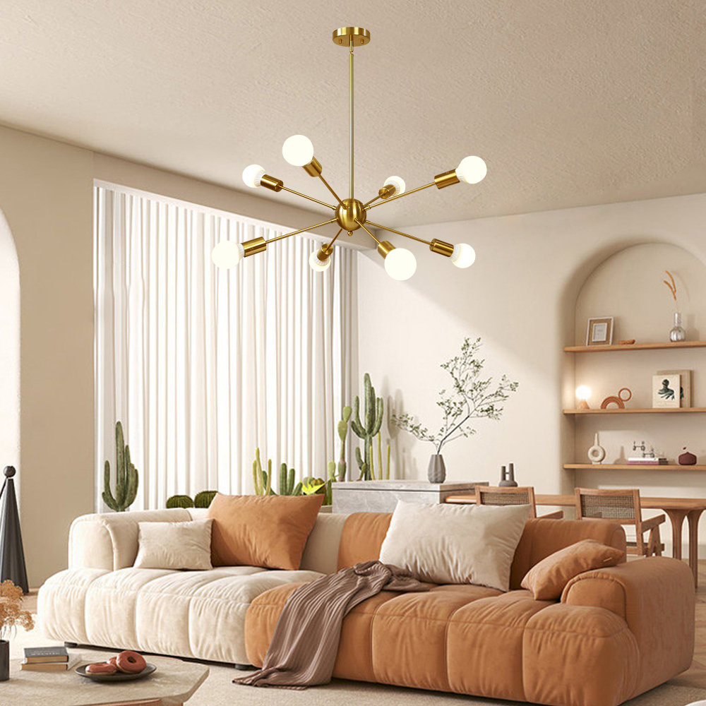 Mercer41 Sputnik Chandeliers Brushed Brass, 8 Lights Modern Sputnik ...