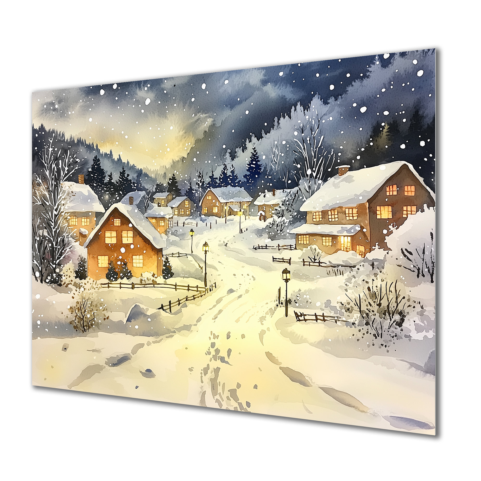Ophelia & Co. Snowy Village At Night IV - Winter Landscape Metal Wall ...